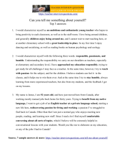 Tell About Yourself Example